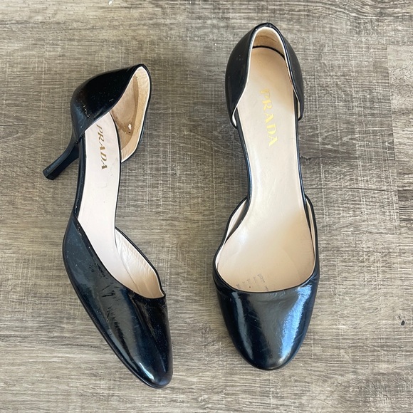 Prada | Shoes | Prada Patent Leather Kitten Heels | Poshmark